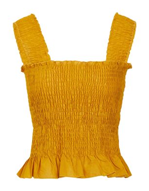 8 By YOOX SMOCK COTTON TOP | Mustard Women‘s Top | YOOX