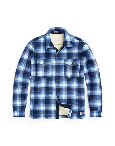 POLO RALPH LAUREN PLAID FLEECE OVERSHIRT | Light blue Men‘s Checked ...