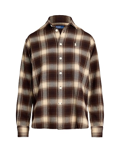 POLO RALPH LAUREN RELAXED FIT PLAID COTTON SHIRT | チェック柄シャツ ブラウン レディース ...
