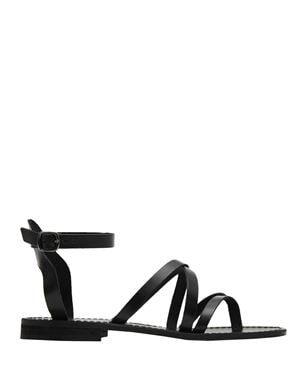 8 By YOOX LEATHER MULTI-STRAP THONG FLAT SANDAL | Black Women‘s Flip ...