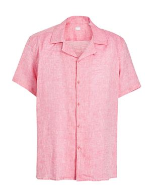8 By YOOX LINEN CAMP-COLLAR S/SLEEVE SHIRT | Pink Men‘s Linen Shirt | YOOX