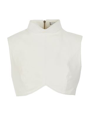 8 By YOOX LEATHER MOCK NECK CROPPED TOP | Ivory Women‘s | YOOX