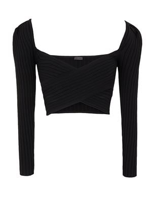 8 By YOOX RIBBED L/SLEEVE KNIT CROP TOP | トップス ブラック レディース | YOOX
