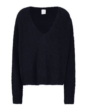 8 By YOOX KNIT DEEP V-NECK SWEATER | Black Women‘s Sweater | YOOX