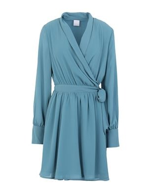 8 By YOOX CHIFFON WRAP MINI DRESS | Pastel blue Women‘s Short Dress | YOOX