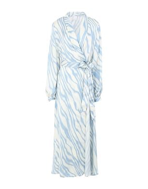 8 By YOOX PRINTED SATIN LONG WRAP DRESS | Ivory Women‘s Long Dress | YOOX