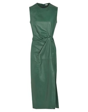 8 By YOOX LEATHER DRAPE & KNOT PENCIL MIDI DRESS | Tubino Verde Donna ...