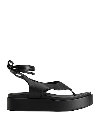 8 By YOOX LEATHER LACE-UP THONG FLATFORM WEDGE - Flip Flops - Women 8 ...