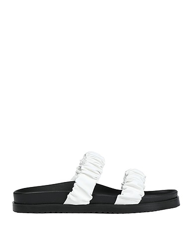 8 By YOOX RUFFLED LEATHER RUBBER-SOLE SLIDE | Women‘s Sandals | YOOX