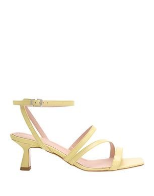 8 By YOOX LEATHER SQUARE TOE SPOOL-HEEL SANDAL 50 | Pastel yellow Women ...