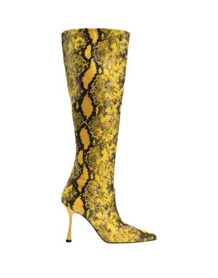 8 By YOOX PYTHON LEATHER HEELED BOOTS | Yellow Women‘s Boots | YOOX