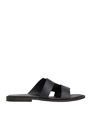 8 By YOOX RUBBER LEATHER DOUBLE-STRAP SANDAL | サンダル ブラック メンズ | YOOX