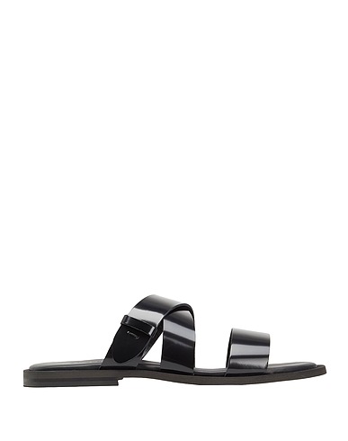 8 By YOOX POLISH LEATHER CROSS-STRAP SANDAL | サンダル ブラック メンズ | YOOX