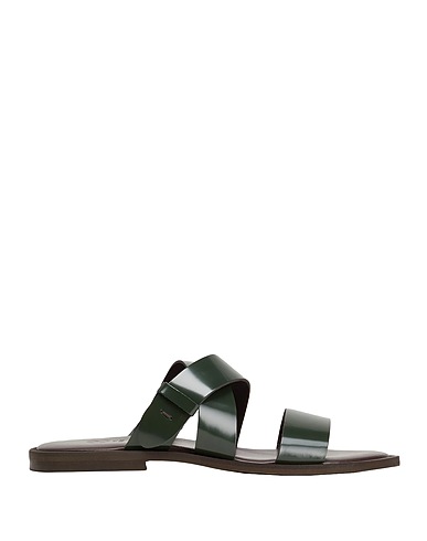 8 By YOOX POLISH LEATHER CROSS-STRAP SANDAL | サンダル ダークグリーン メンズ | YOOX