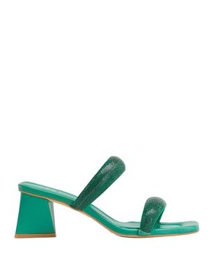 8 By YOOX RHINESTONE EMBELLISHED STRAP MULES | Green Women‘s Sandals | YOOX