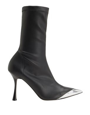 8 By YOOX STRETCH GLOVE LEATHER ANKLE BOOTS WITH MIRROR POINTY-TOE ...