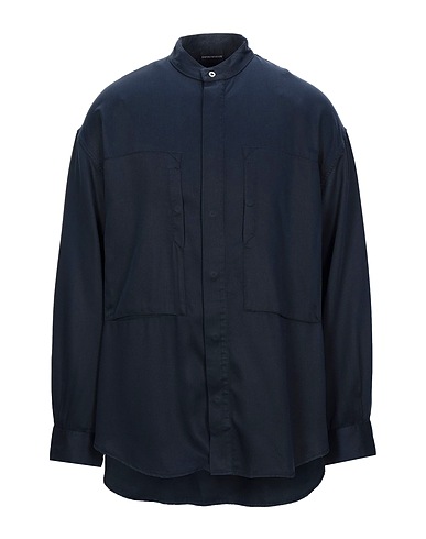EMPORIO ARMANI Shirts | Midnight blue Men‘s Solid Color Shirt | YOOX